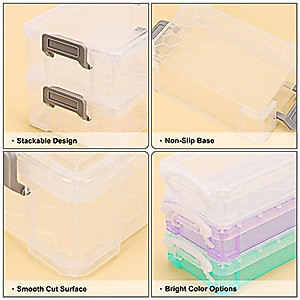 LABUK 5 Pack Plastic Pencil Boxes, Mixed Size Storage Boxes with Lids Stackable Clear Organizer Containers for Stationery Toys Crafts Storage, School Office Supplies