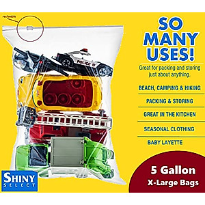 [ 15 COUNT ] - 4 MILL - Heavy Duty Clear Plastic Storage Bags, Huge 5 Gallon Size 18" x 24", Reclosable Slider Top,. Super Thick & Strong for Food Storage, Packaging, Clothing, Shirts, Decorations, Moving, Vacation, Organizing, Artwork