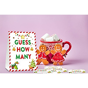 Christmas Bridal Shower Game Sign and Card, Christmas Guess How Many Party Game Set, 1 Sign With 50 Guess Tickets –LK-016