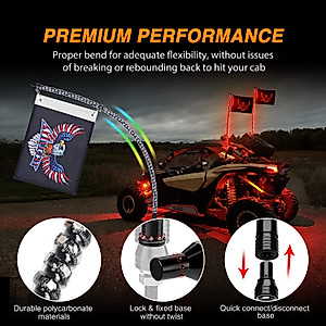 Nilight 2PCS 3FT RGB LED Whip Light, Remote App Control w/DIY Chasing Patterns Stop Turn Reverse Lighting Modes Safety Lighted Antenna for ATV UTV Polaris RZR Can-am Dune Buggy Jeep