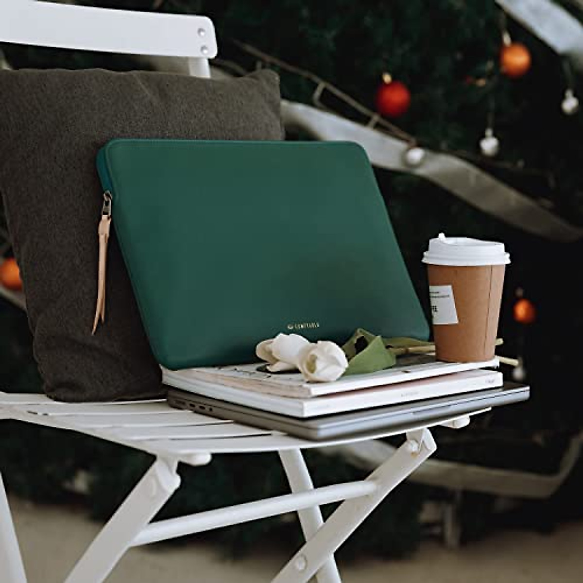 Comfyable Slim Protective Laptop Sleeve 13-13.3 Inch Compatible with 13 Inch MacBook Pro & MacBook Air, PU Leather Bag Waterproof Cover Notebook Computer Case for Mac, Green