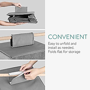 Navaris Hanging Closet Organizer with Drawers - Storage with 6 Shelves and 3 Drawers with Wood Handles - Clothes Organization for Dorm Room, College