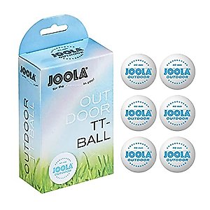 JOOLA Outdoor Table Tennis Balls - 6 Pack of 40mm Regulation Size Ping Pong Balls for Training and Recreational Play - Fun as a Cat Toy - Indoor and Outdoor Compatible- White