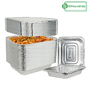 Jetfoil Aluminum Foil Steam Table Pans With Lids | Perfect for Catering, Party Supplies & Suitable for Broiling, Baking, Cakes and Pies - 9 x 13 Half size Deep | Pack of 30