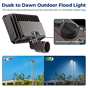 CINOTON 42W LED Barn Light Dusk to Dawn Outdoor Lighting and 150W/100W/75W LED Flood Light D2D 5000K Slipfitter Mount