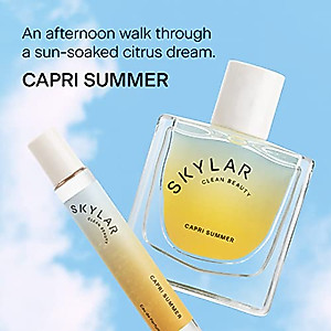 Skylar Capri Summer Eau de Parfum - Hypoallergenic & Clean Perfume for Women & Men, Vegan & Safe for Sensitive Skin - Fruity Citrus Perfume, Bergamot, Neroli & Blood Orange - 10mL /0.33 Fl oz