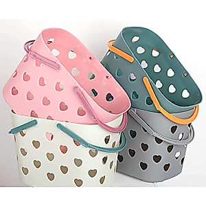 Anyoifax 2 Pack Portable Shower Caddy Tote Plastic Storage Basket with Handle Box Organizer Bin for Bathroom, Pantry, Kitchen, College Dorm, Garage, Set of 2 - Pink & Green