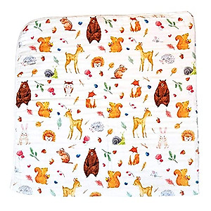 Bundle of ADDISON BELLE Products - 100% Cotton Fitted Crib Sheet + Everything Blanket - Woodland Animals - Soft, Durable & Breathable