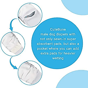CuteBone Dog Belly Bands for Male Dogs Wraps Washable Doggie Diapers DM07S