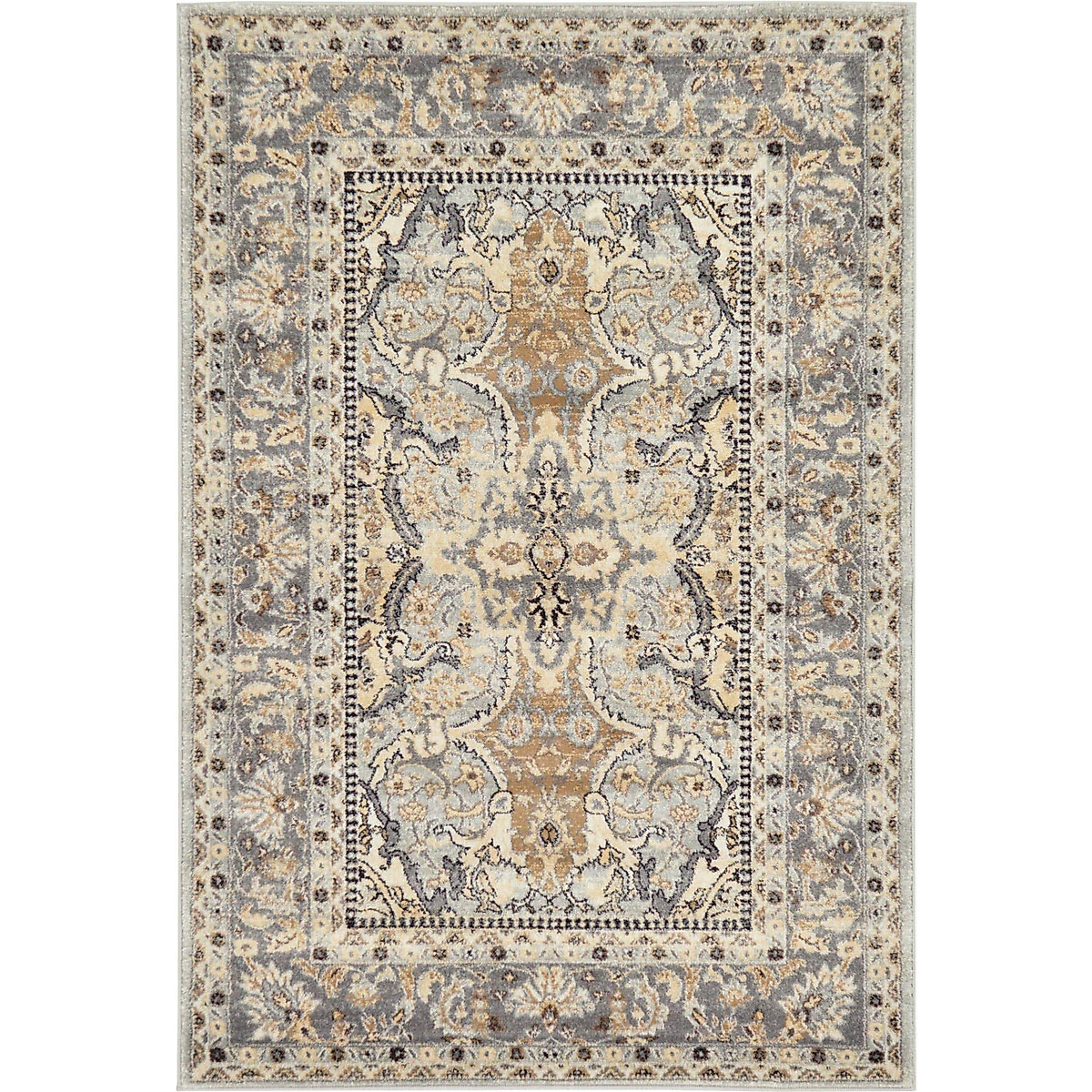 Unique Loom Tradition Collection Classic Southwestern Casual Design Area Rug (4' 0 x 6' 0 Rectangular, Gray/ Ivory)