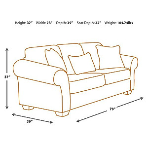 Signature Design by Ashley Tibbee Tufted Modern Sofa with 2 Accent Pillows, Dark Taupe