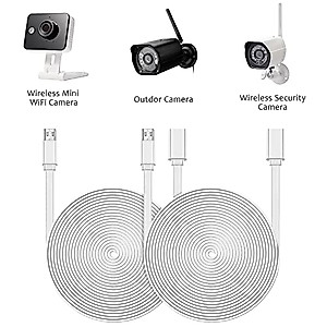 Sumind 4 Pack 10 ft/ 3 Meter Micro USB Extension Cable Male to Female Extender Cord Compatible with Wireless Security Camera Flat Power Cable, Cable Clips Included (White)