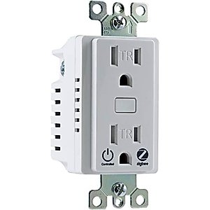 Jasco Zigbee Outlet Receptacle with Energy Monitoring, Tamper-Resistant, Pairs Directly with Echo 4th Gen/Echo Show 10/Echo Studio/Echo Plus/Eero Pro 6, 1 Controlled + 1 Always On, White, 43132