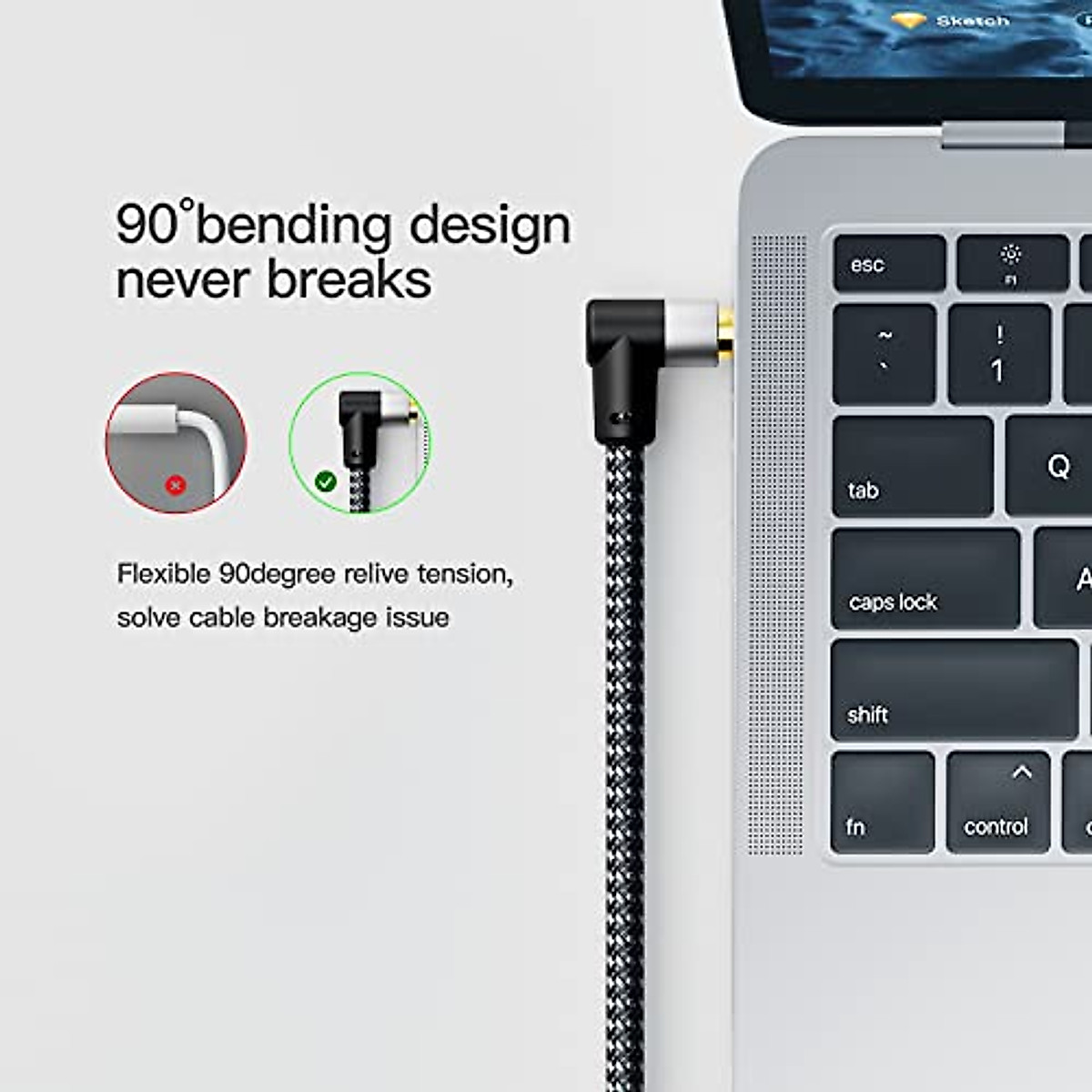 Nanxudyj aux Cord, 3.5mm Stereo Audio Cable 1ft, 90 Degree Short Aux Cable Aux 3.5mm Male to Male Right Angle TRS Cable Compatible for Headphone,Tablets, Speakers, 24K Gold Plated