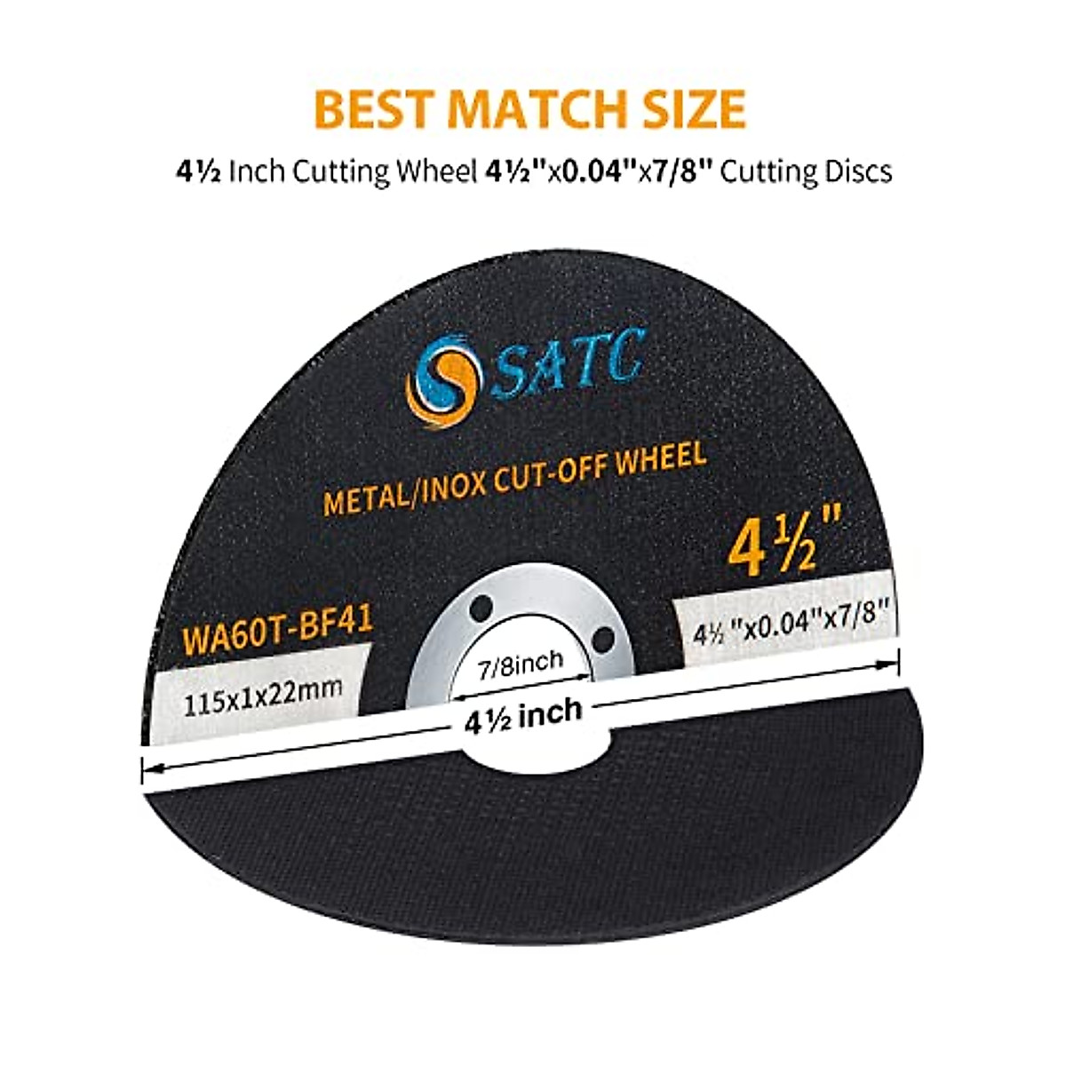 S SATC 4 1/2 Cut Off Wheel 50 PCS Cutting Wheels 4.5"x.040"x7/8" Angle Grinder Cutting Disc Ultra Thin Metal & Stainless Steel