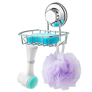 SANNO Suction Cups Shower Caddy Suction Soap Holder, Shower Organizer with Soap Holder Wall Mounted Stainless Steel Rustproof Shower Basket
