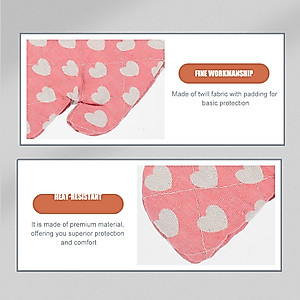 SOLUSTRE 2pcs Resistant Fireplace Non- Mitt Children Printed Pattern Kitchen Pot Holders BBQ Baking Glove Microwave Grill Pink Backing Thick for Slip Non Barbecue Gloves Kids Safe Cooking