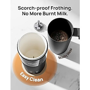 Dreo Milk Frother, 4-in-1 Electric Frother for Coffee, Hot and Cold Foam Maker for Cappuccino, Flat-white, Latte with Plant-based and Dairy Milk, Multi-stage, Easy to Clean, Temperature Control, Black