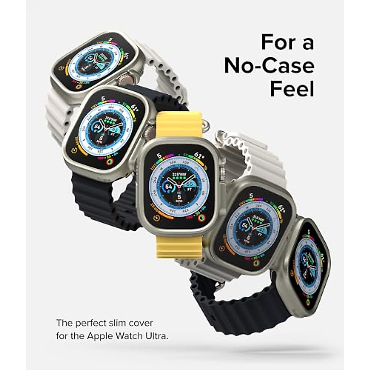 Ringke Slim [No More Discoloration / 2 Pack] Compatible with Apple Watch Ultra 2 Case and Designed for Apple Watch Ultra Case, Solid Transparent Cover + Extra Color - Clear + Titanium Gray