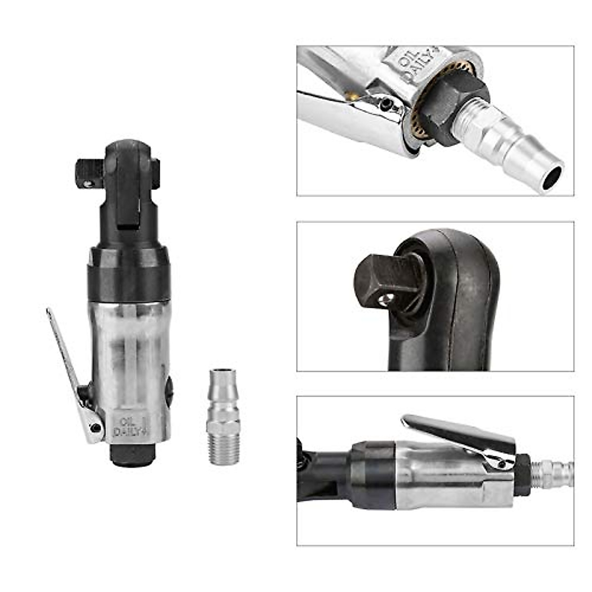 Jadeshay Air Ratchet Wrench, 1/4" Square Drive Straight Shank Pneumatic Ratchet Wrench Professional Tool for Shipbuilding, Machinery Manufacturing and Automobile Industry