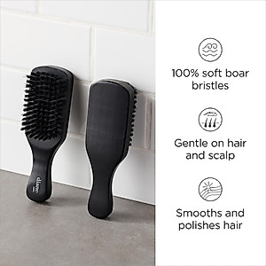 Diane 100% Boar Bristle Club Brush for Waves and Smoothing - Fine to Medium Hair Detangler for Men and Women, Shine Restorer, Soft on Scalp