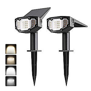 EverBrite 30 LEDs Solar Landscape Spotlights Outdoor, IP67 Waterproof Solar Powered Garden Lights, 2-in-1 Solar Outdoor Lights, 4 Modes Decorative Path Lights for Yard Porch Driveway, 2 Pack