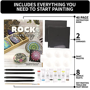 SpiceBox Rock Painting Kit for Adults and Teens, DIY Arts and Crafts Creative Activities, Make Your Own Painted Rocks, Multi Colors, (13459)