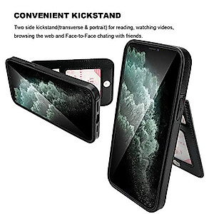 KIHUWEY Compatible with iPhone 12 Pro Max Case Wallet with Credit Card Holder, Premium Leather Magnetic Clasp Kickstand Heavy Duty Protective Cover for iPhone 12 Pro Max 6.7 Inch(Black)