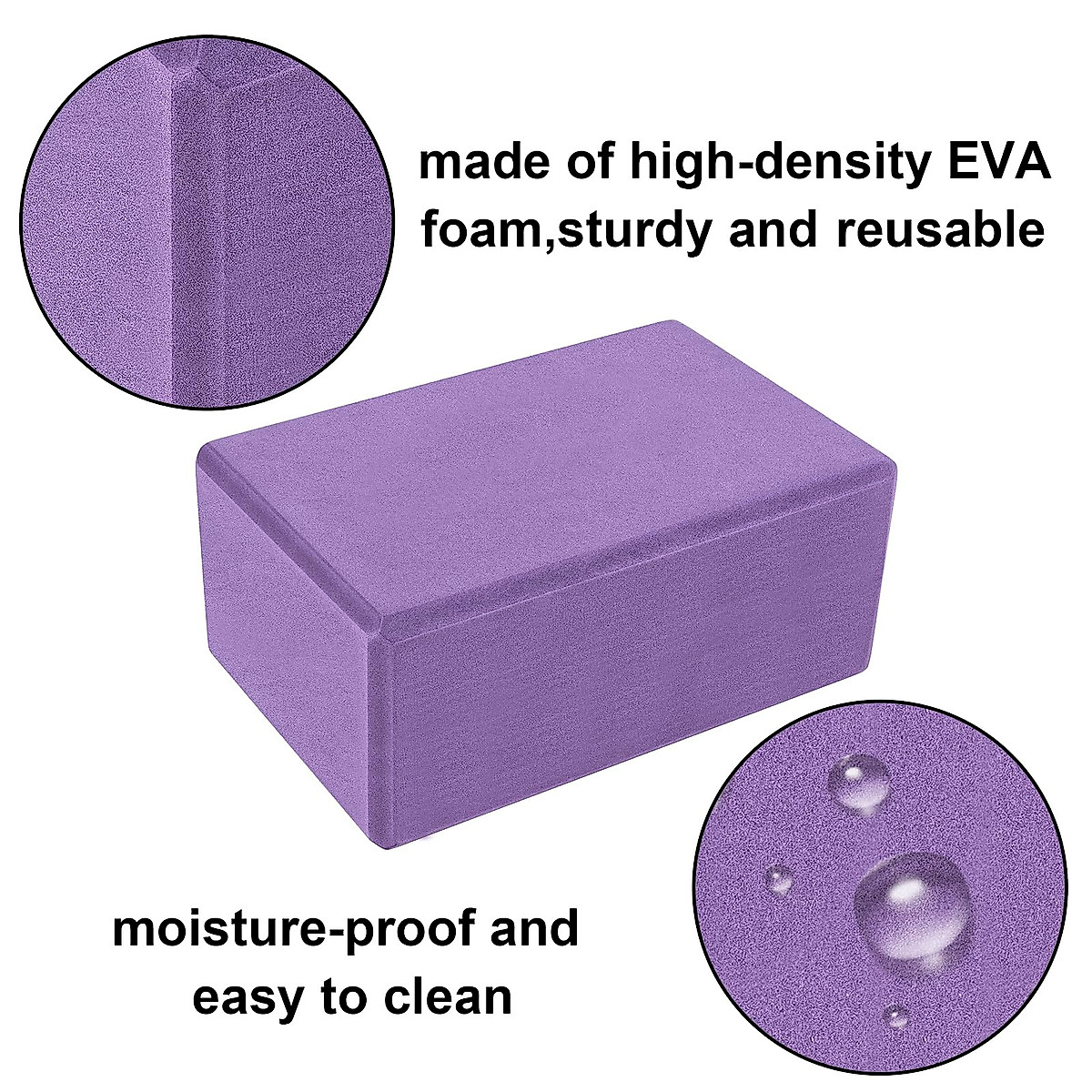 Muka 4 Pack Black Yoga Blocks 9 x 6 x 4 Inch, High Density EVA Foam Yoga Brick for Meditation, Pilates