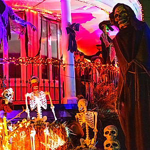 POTIVE Orange Halloween Lights, 2 Pack Each 75.5Ft 200 LED Orange String Lights Outdoor, 8 Modes Solar Orange Lights for Thanksgiving Yard Tree Fall Christmas Halloween Decoration