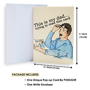 PIDELIGHT Funny Pop-Up Cards - This Is My Dad Trying To Read This Card Hilarious 3D Popup Birthday Card, Greeting Card Thanksgiving, Christmas Gift For Dad, Grandpa From Son Daughter Wife