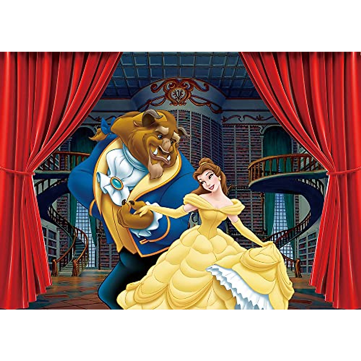 Beauty and The Beast Photography Backdrop Red Curtain Castle Background 7x5ft Happy Birthday Photo Background Kids Beauty and The Beast Engagement Birthday Party Decorations Banner
