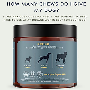 Pure Dogs Calming Dog Chews with Hemp for Dogs Anxiety & Stress Relief - Dog Anxiety Chews with Organic Hemp & GABA - Hemp Chews for Dogs Scratching & Restlessness - 90 Calming Treats for Dogs