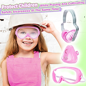 Kids Tool Set, Girls Tool Set Pretend Play Construction Toy Tool with Tool Box, Toddler Tool Set with Electric Toy Drill for Toddler Boy Girl Kid Child Tool Toy Pink Ages 3+