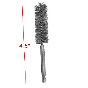 4pc Stainless Steel ALAZCO 5/8" Wire Brush for Power Drill Impact Driver Cleaning Wire Brush Stainless Steel Bore Brush - Hex Shank