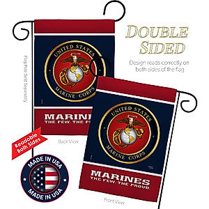 Breeze Decor Proud Marine Corps Garden Flag Set Mailbox Hanger Armed Forces USMC Semper Fi United State American Military Veteran Retire Official House Banner Small Yard Gift Double-Sided, Made In USA