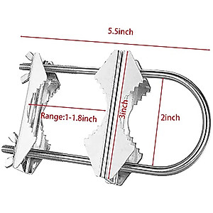 Double Antenna Mast Clamp Heavy Duty Pole to Pole Mounting Kit V Jaw Block with U-Bolt Mounting Hardware for TV CB Ham Antenna Parasols Flags and Fishing Rods (2)