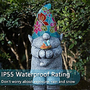 Yiosax Easter Outdoor Garden Decor-Larger Luminous Gnomes Satues with Solar Powered Lights Christmas Funny Knomes for Patio Yard Lawn Porch Ornament Decorations Gift(11.97" Tall)
