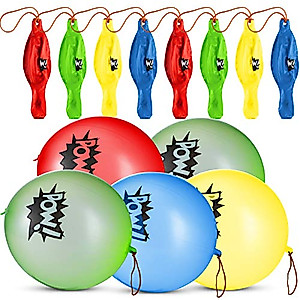 Superhero Punch Balloons - Pack of 24 Bulk, Large Punching Balls, Pow Comic Book Super Hero Designs For Carnivals, Goodie Bag Stuffer Toys, Birthday Party Favors for Kids