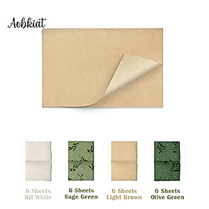 Aobkiat 24PCS Green Brown Wrapping Paper, 20 x 15Inch Olive Leaf Themed Tissue Paper for Gift Wrapping,Green Boho Wedding Decorations,Birthday Party,DIY Craft,Present Packaging