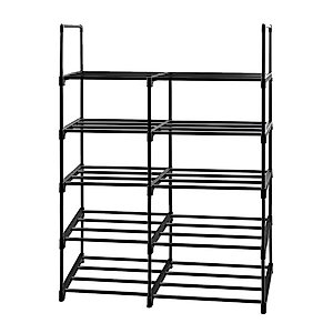 XIHAMA Shoe Rack 5 Tiers Tall Shoe Rack for Entryway 20-24 Pairs Shoe and Boots Sturdy Organizer Storage Shelf Space Saving Large Shoe Tower Durable Black Metal Stackable Shoe Cabinet