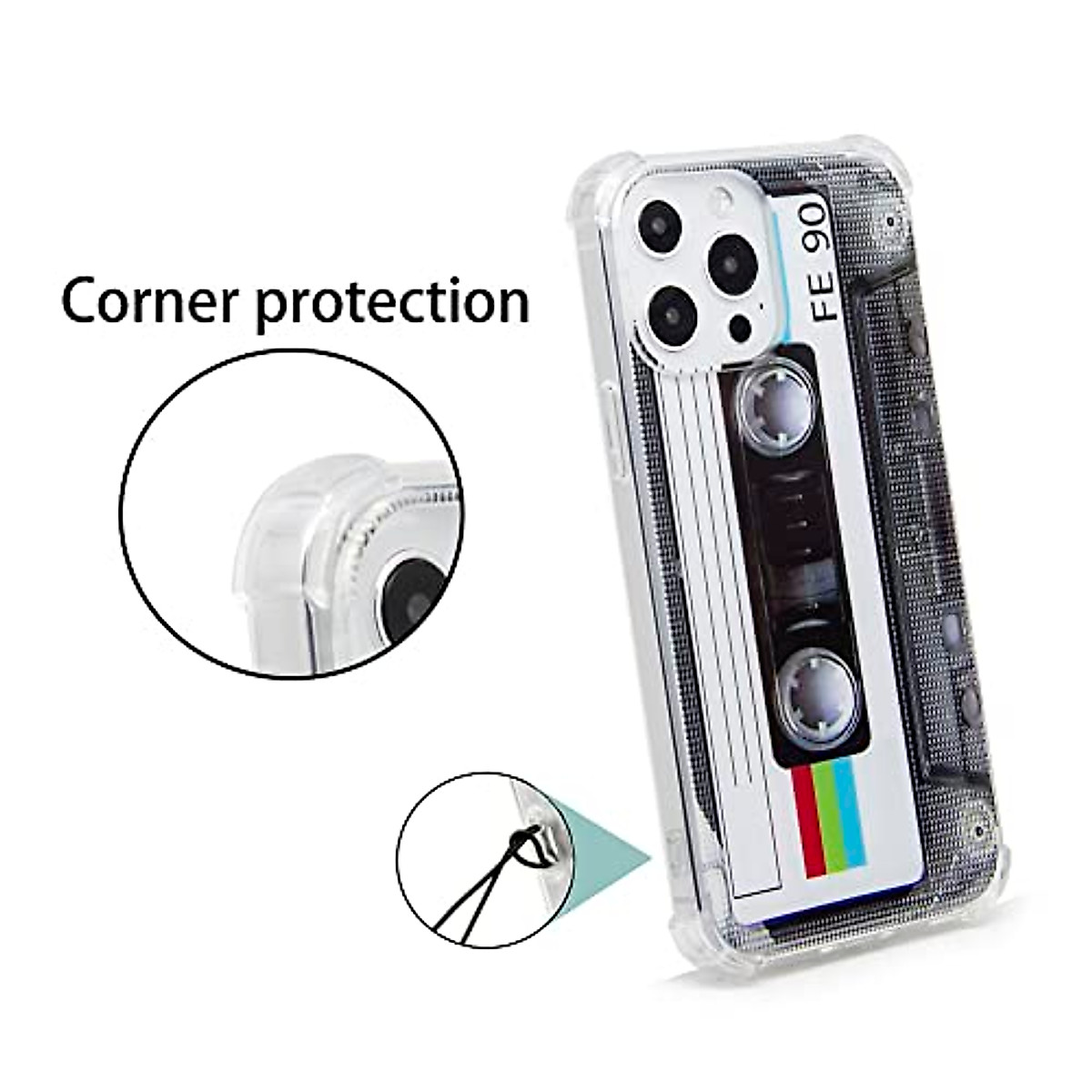 FAteamll Case for iPhone 13 Pro Max, Matte Finish Heavy Duty Soft Back Cover with Reinforced Corners TPU Soft Bumper Retro Cassette Tape Case Compatible with iPhone 13 Pro Max(6.7 Inch)