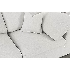 Meridian Furniture Serene Collection Modern | Contemporary Deluxe Cloud-Like Comfort Modular Sectional, Soft Linen Textured Fabric, Down Cushions, 2 Corner + 2 Armless, Cream