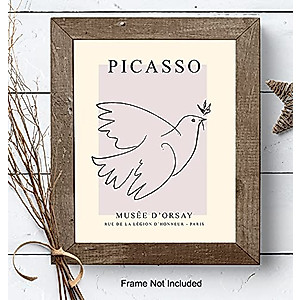Pablo Picasso Wall Art & Decor - Pablo Picasso Poster 8x10 - Picasso Wall Art - Dove of Peace Picasso - Pablo Picasso Prints - Gallery Wall Art - Museum Poster - The Impressionists Decor - Pink