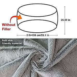 RAINBEAN Bean Bag Chair Cover(it was only a Cover, not a Full Bean Bag), Big Round Soft Fluffy PV Velvet Sofa Bed Cover, Living Room Furniture, Lazy Sofa Bed Cover,5ft dark grey(Cover only,No Filler).