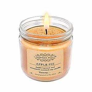 Apple Pie - Apple and Cinnamon Scented Soy Candle with Cinnamon Powder Decor- Large Soy Candle in a Kraft Box