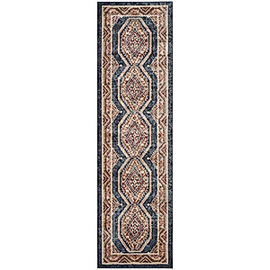 SAFAVIEH Bijar Collection 2'3" x 6' Royal / Rust BIJ647B Traditional Oriental Distressed Non-Shedding Living Room Entryway Foyer Hallway Bedroom Runner Rug