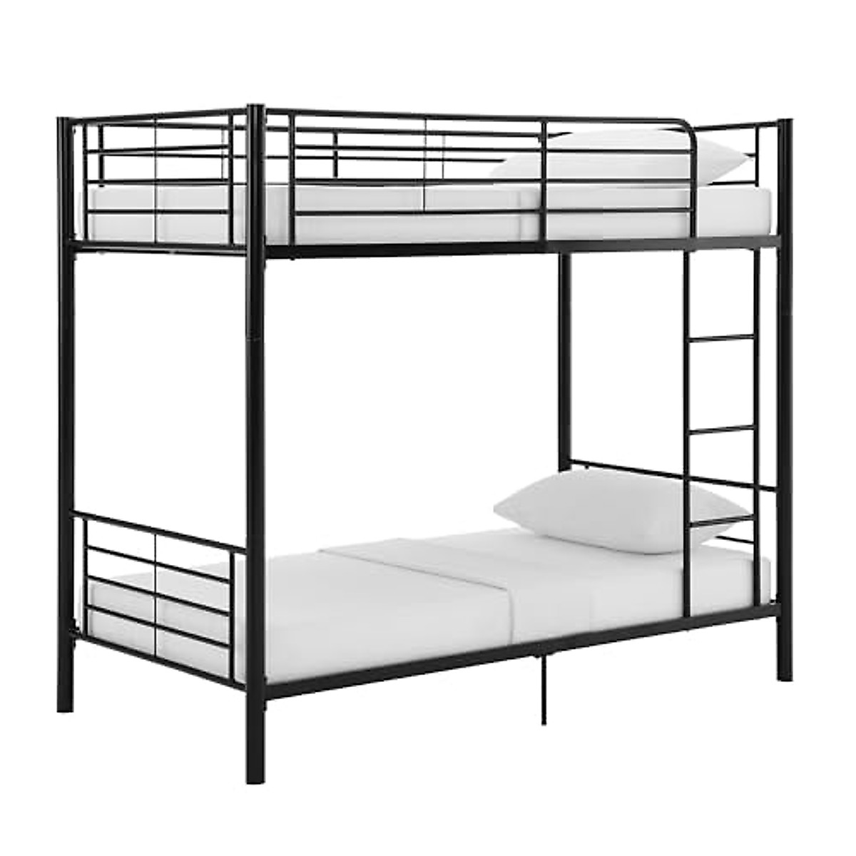 Walker Edison Elodie Urban Industrial Twin over Twin Metal Bunk Bed, Twin over Twin, Black