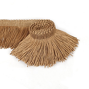 BEL AVENIR Lace Chainette Fringe Trim Polyester Tassel Trim with Hand Knitting for Home Accessories DIY Decoration (Coffee, 13.7 Yard x 2 Inches)