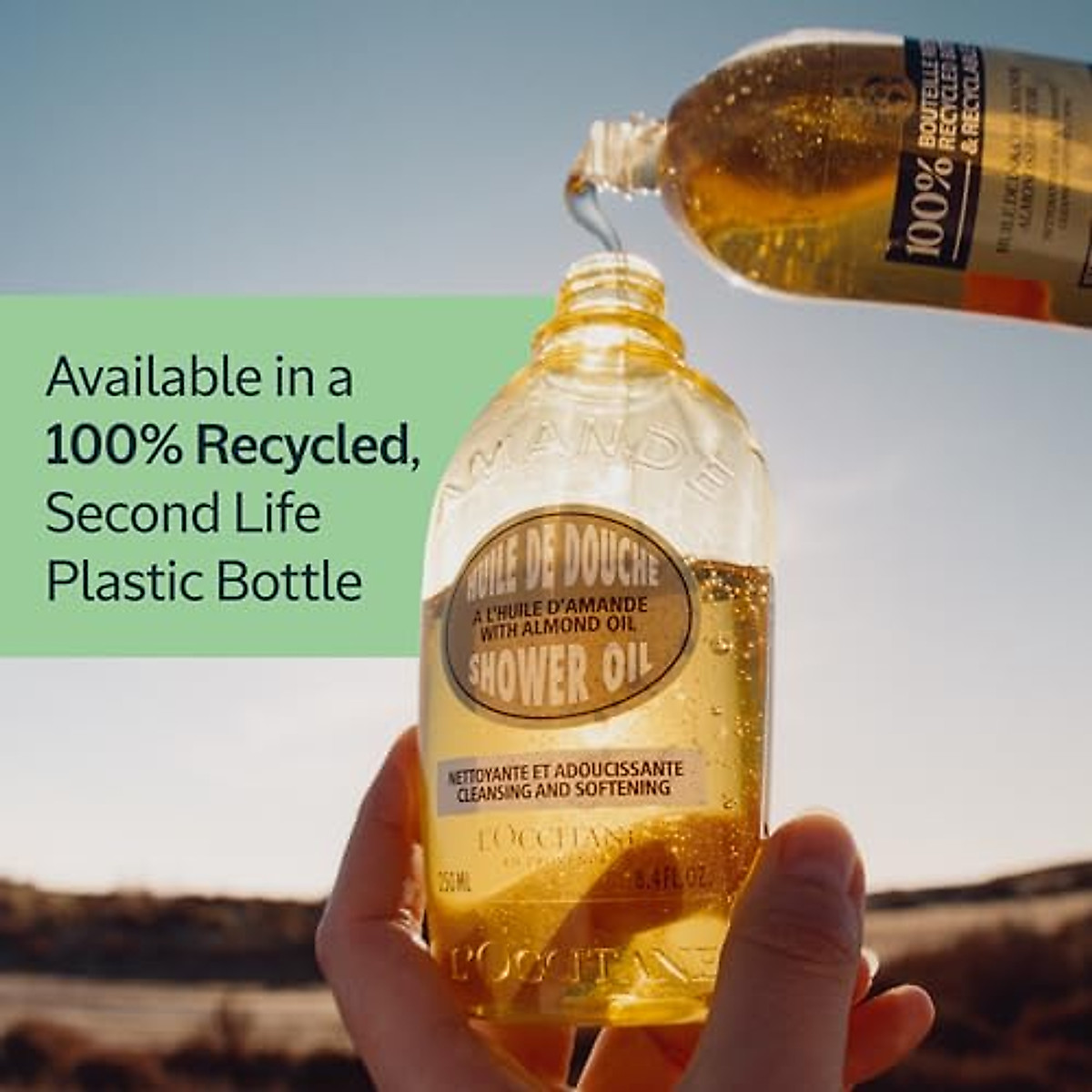 L'OCCITANE Cleansing & Softening Almond Shower Oil: Oil-to-Milky Lather, Softer Skin, Smooth Skin, Cleanse Without Drying, With Almond Oil, 16.9 Fl. Oz Refill